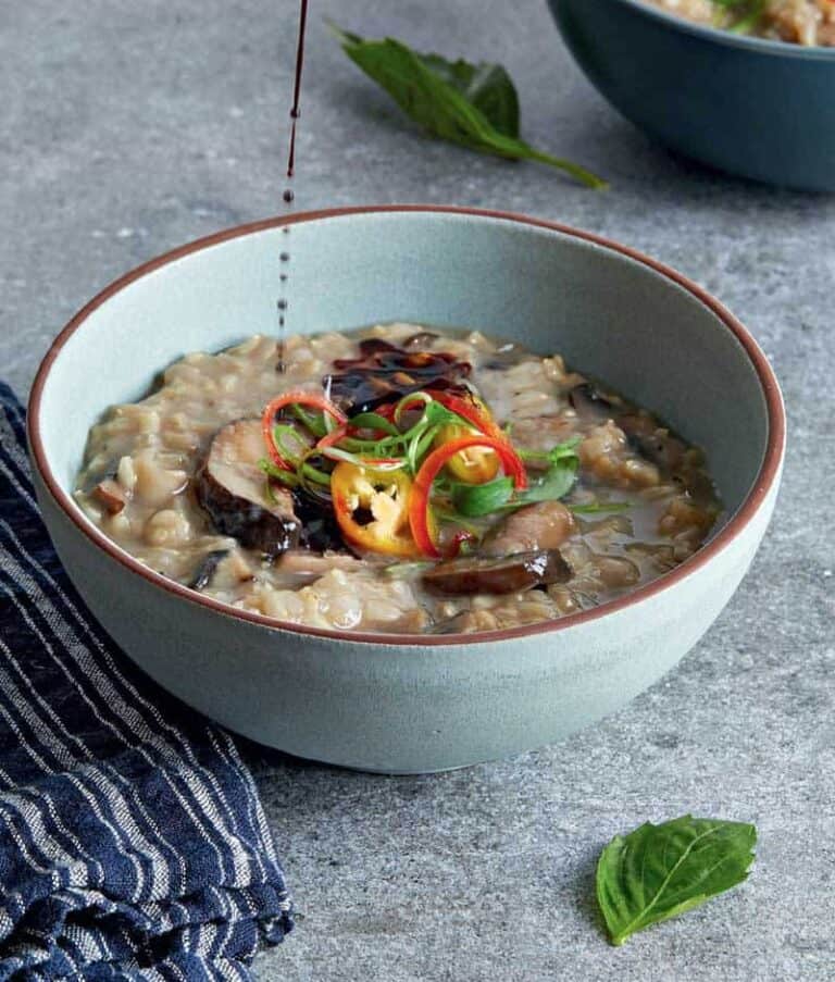 Comforting Steel-Cut Oatmeal Congee Vegan Recipe with Mushrooms and ...